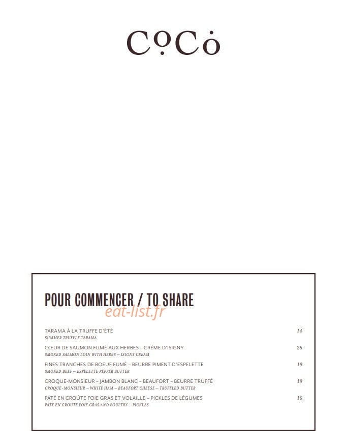 Coco à Lyon 6 - menu et photos