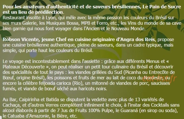 Le Pain de Sucre à Lyon 6 - menu et photos