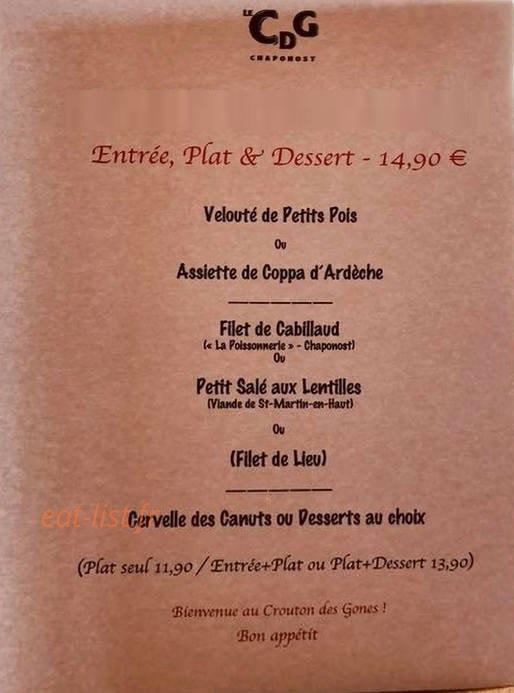Le Crouton des Gones à Chaponost - menu et photos