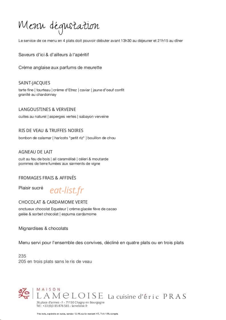 Lameloise à Chagny - menu et photos