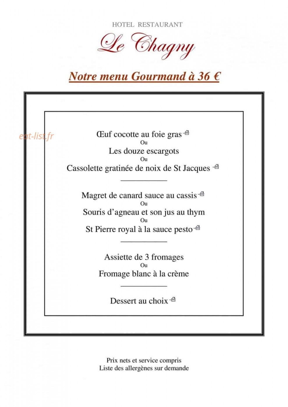 Le Chagny à Chagny - menu et photos
