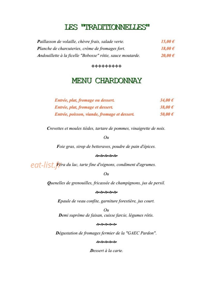 Auberge de la Patte d’Oie à Davaye - menu et photos