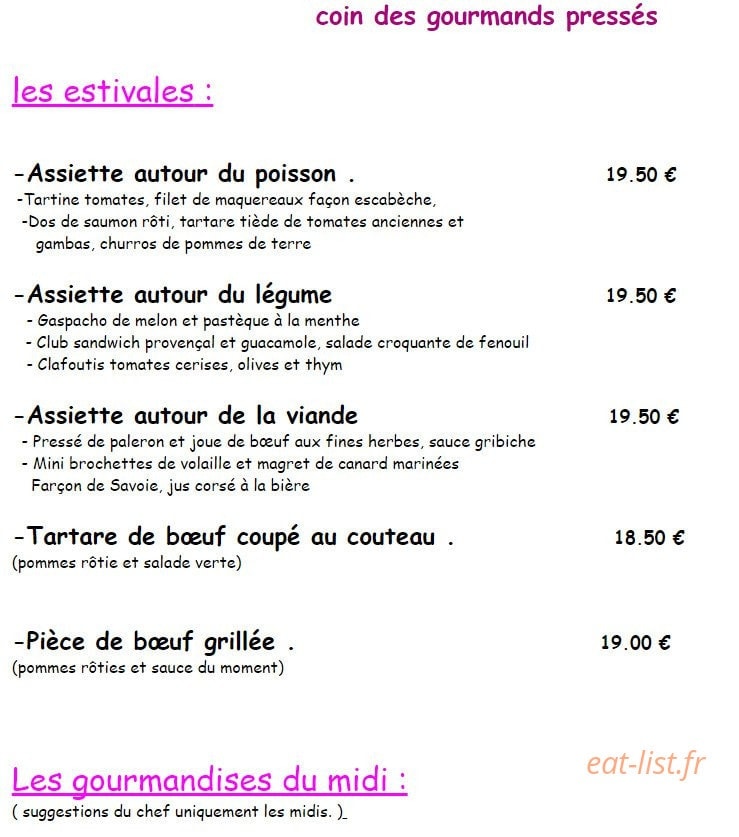 Les Gourmands Disent à Chambery - menu et photos