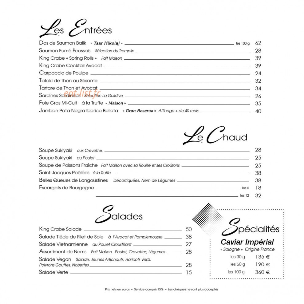 Le Tremplin à Courchevel - menu et photos