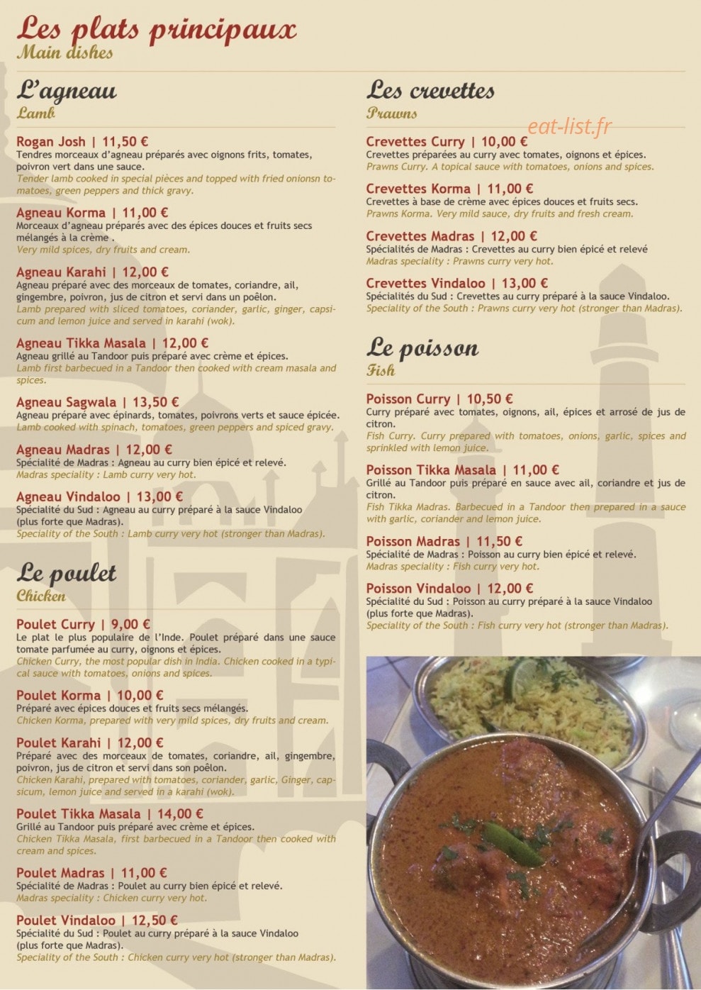 Raj Mahal à Albertville - menu et photos
