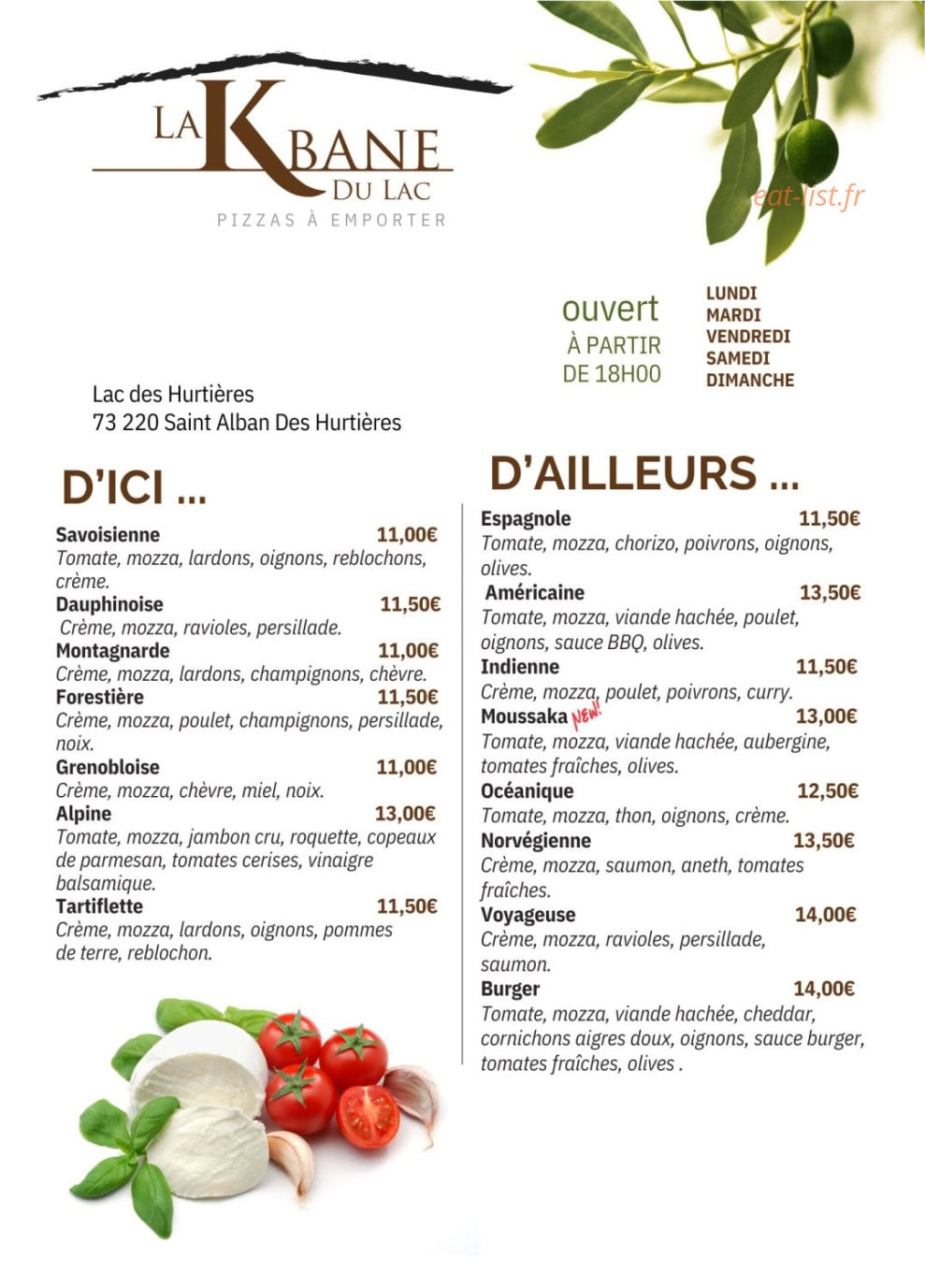 La Kbane Du Lac à Saint Alban des Hurtieres - menu et photos