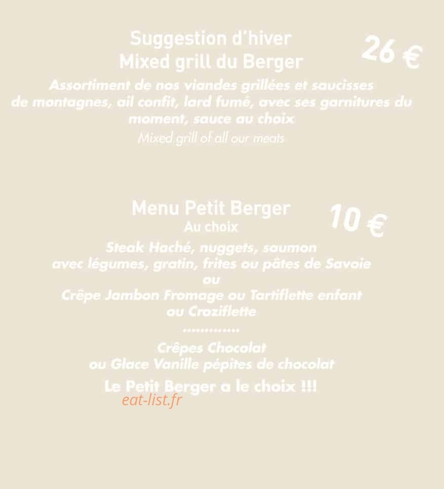La Table du Berger à Les Avanchers Valmorel - menu et photos