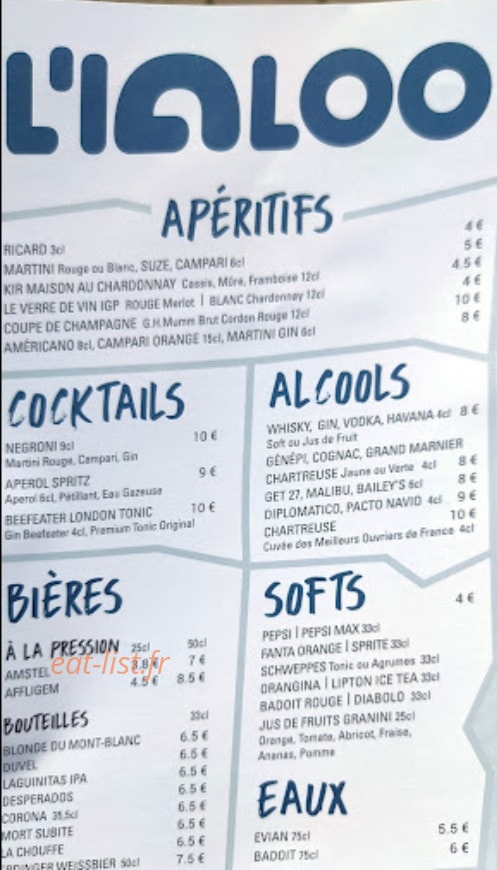 L'Igloo à Les Belleville - menu et photos