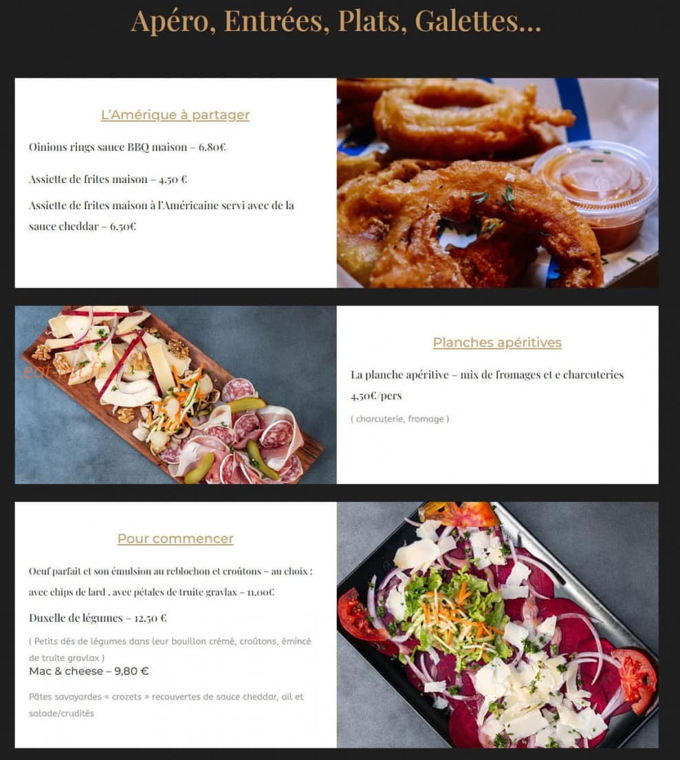 Entre Lacs et Collines à Novalaise - menu et photos