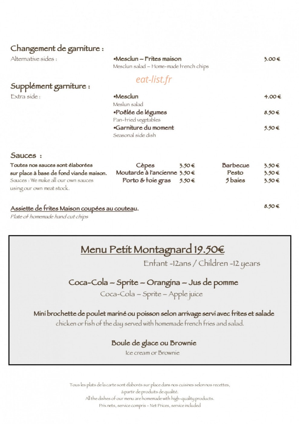 Le Clos Bernard à Méribel - menu et photos