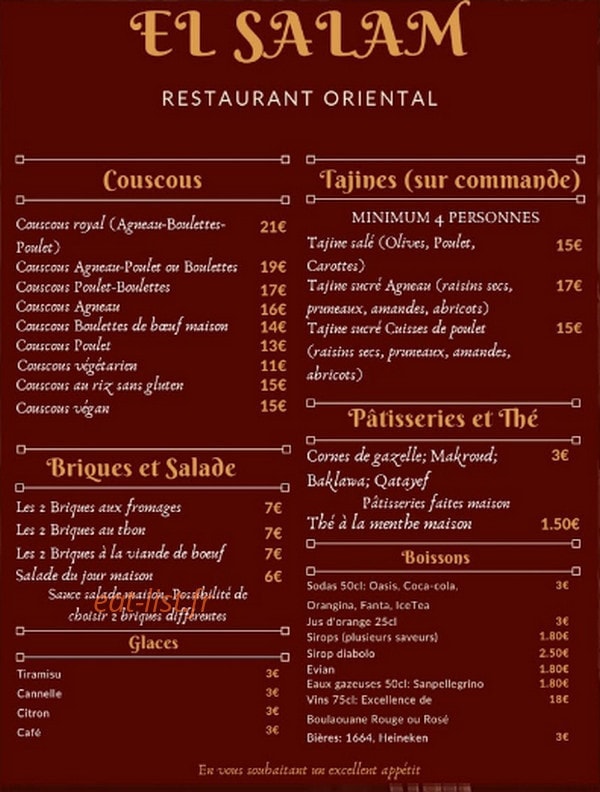 El Salam à Annecy - menu et photos