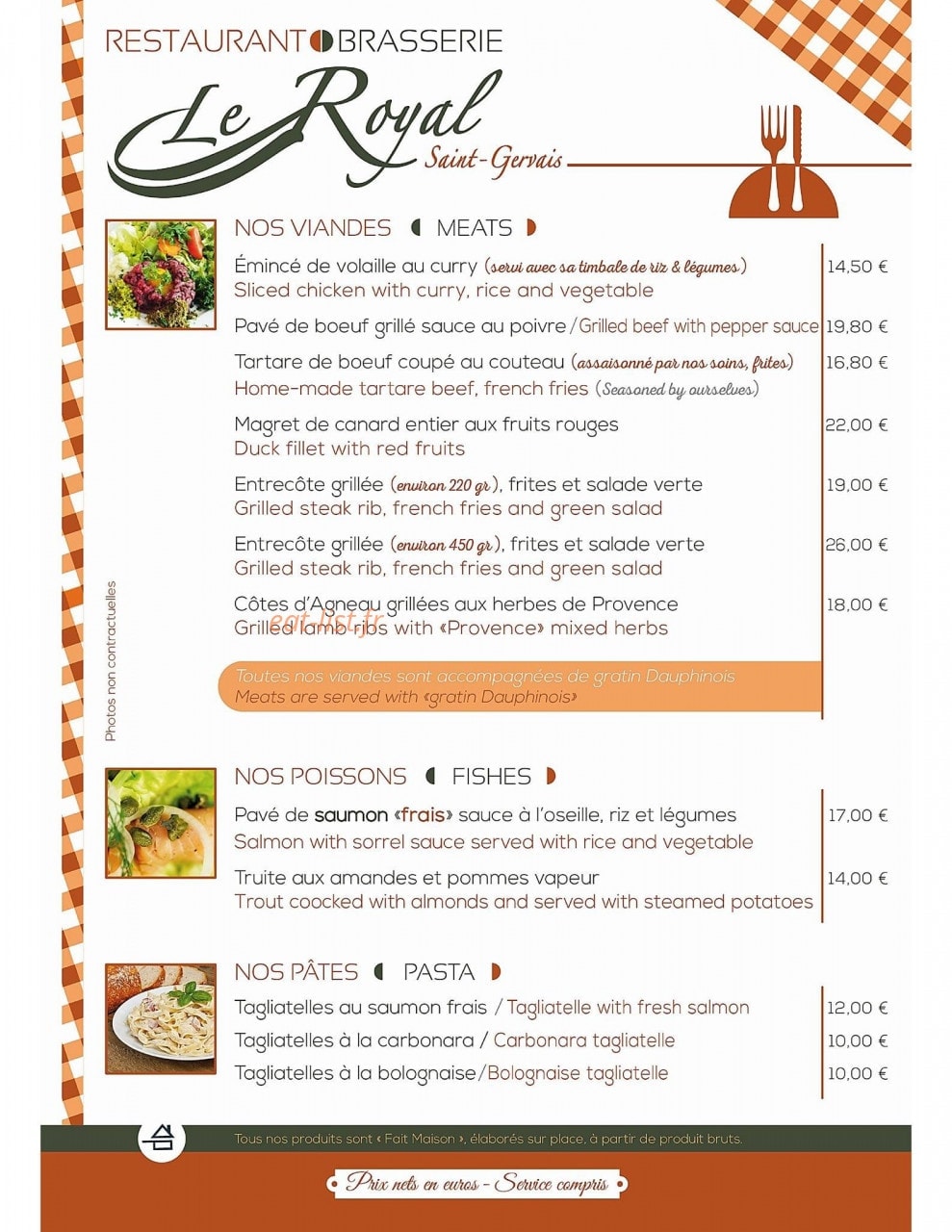Le Royal à Saint Gervais les Bains - menu et photos