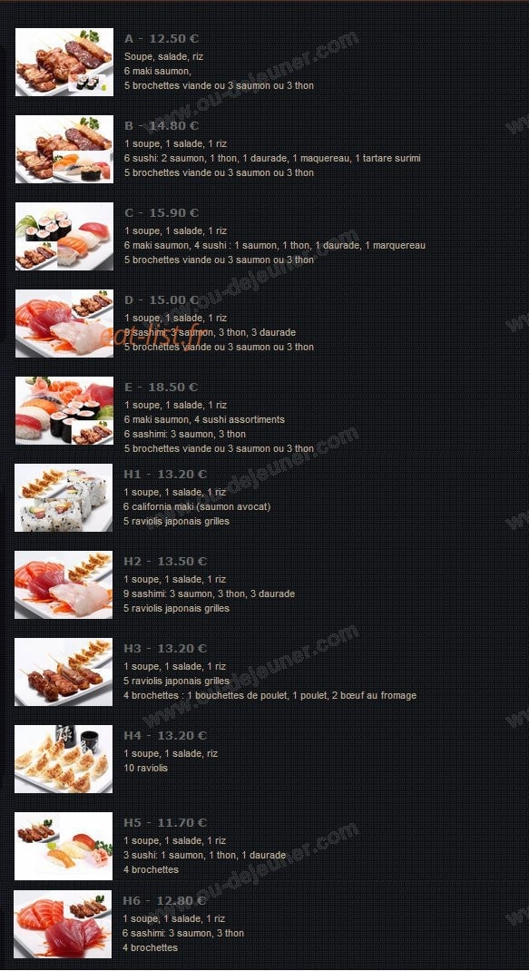 Aoi Sushi à Paris 1 - menu en ligne