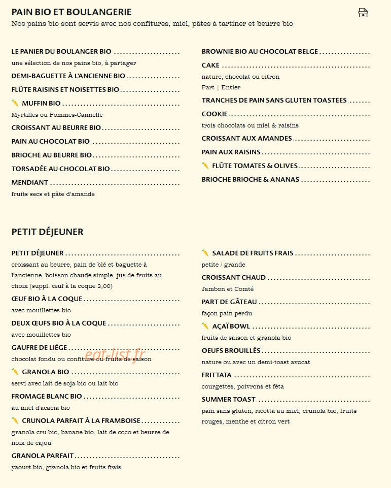 Le Pain Quotidien à Paris 1 - menu et photos