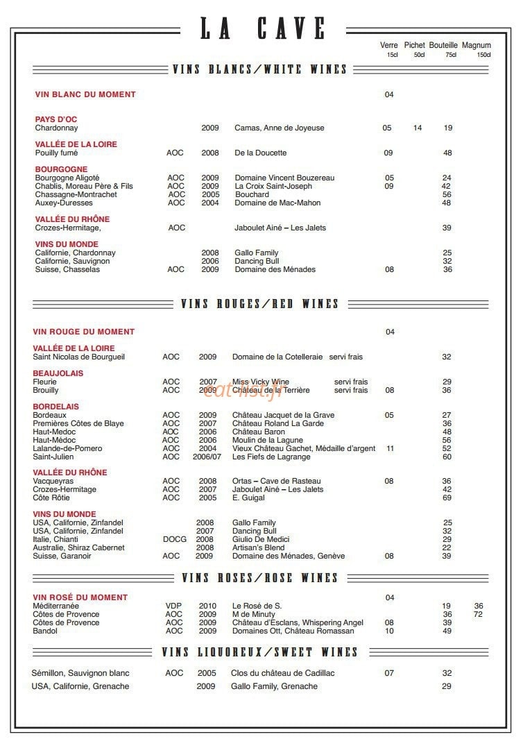 Le Victoria à Paris 1 - menu et photos