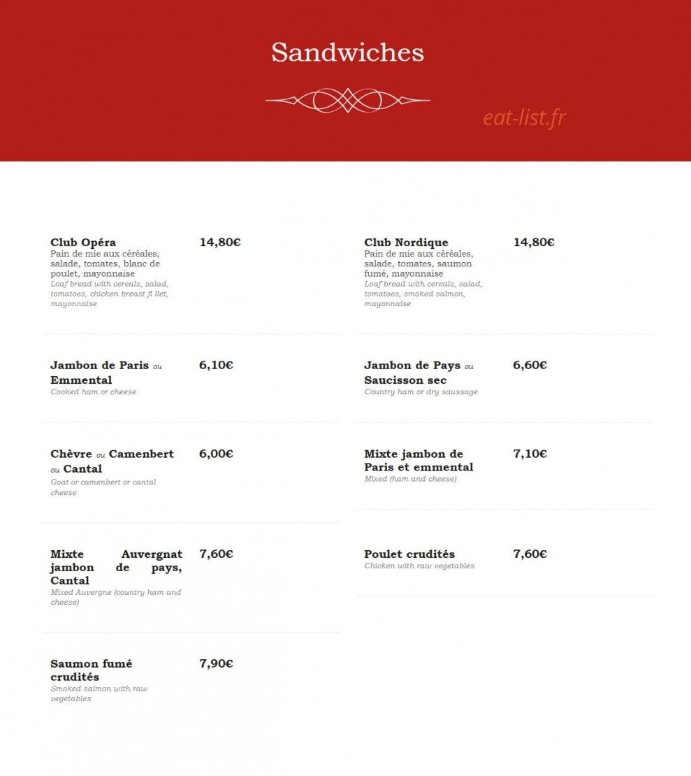 Royal Opéra à Paris 1 - menu et photos
