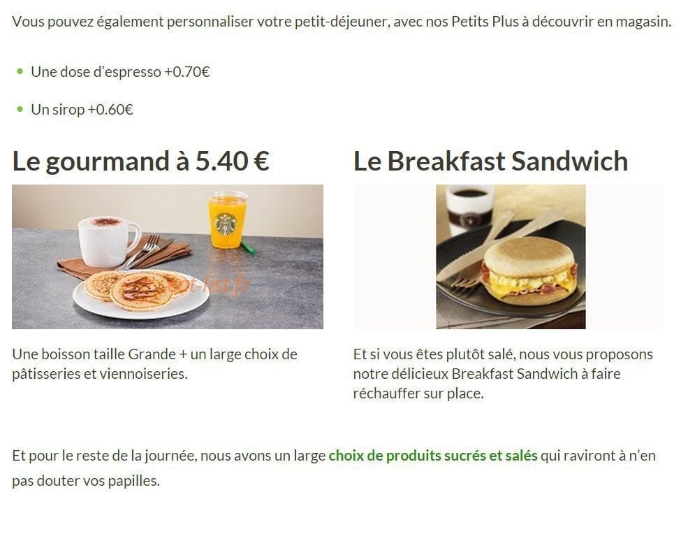 Starbucks Coffee à Paris 1 - menu et photos