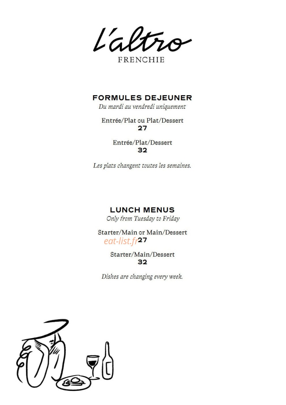 Altro Frenchie à Paris 2 - menu et photos