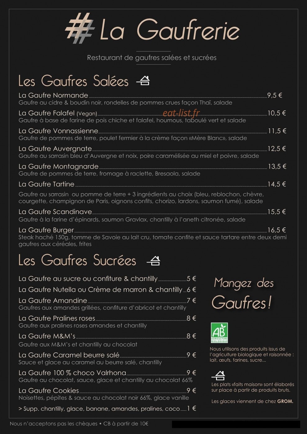 La Gaufrerie à Paris 2 - menu et photos