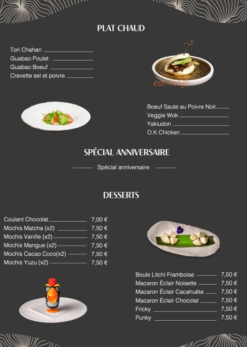Shinko Opéra à Paris 2 - menu et photos