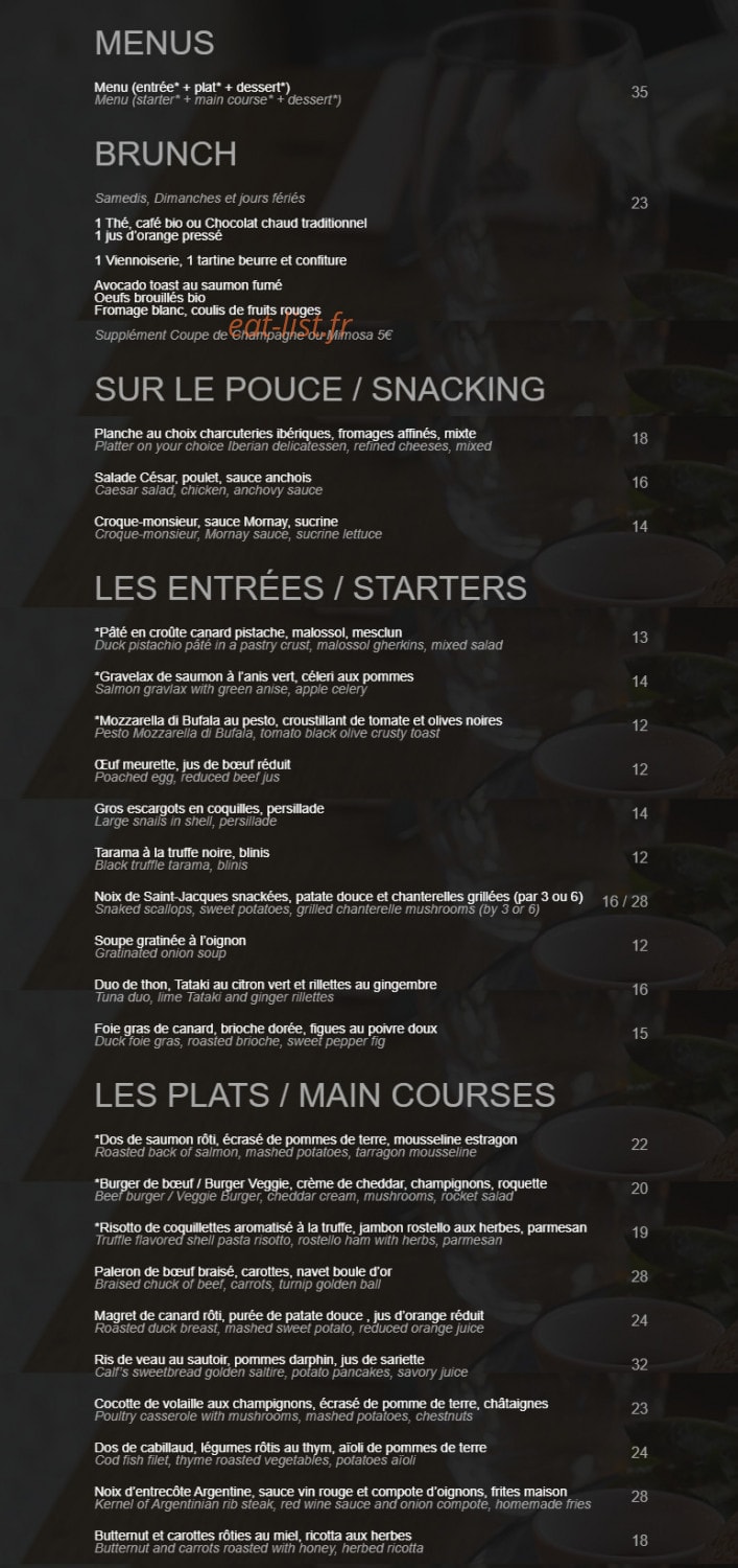 Le Paris à Paris 6 - menu et photos