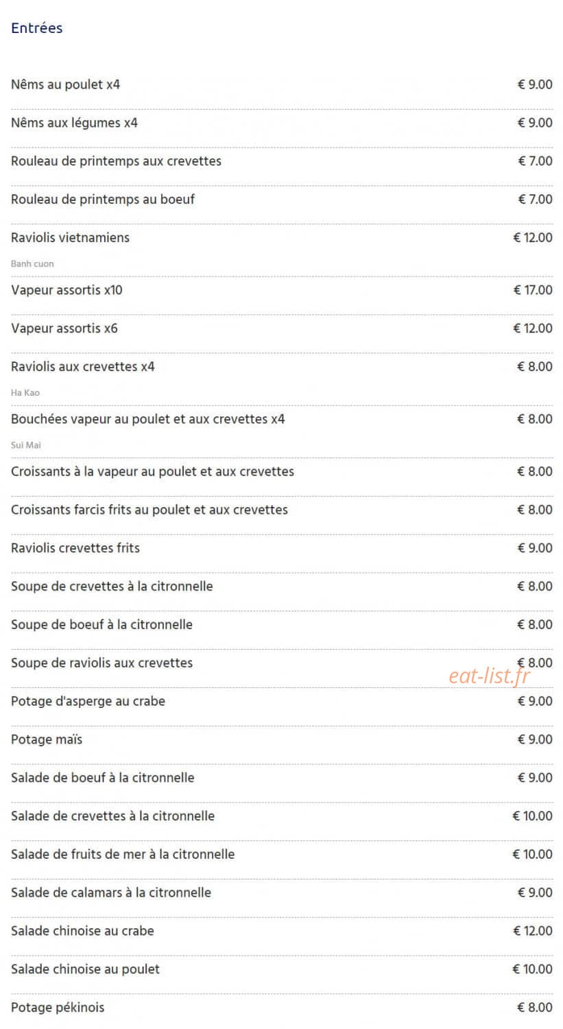 Chez Diep à Paris 8 - menu et photo