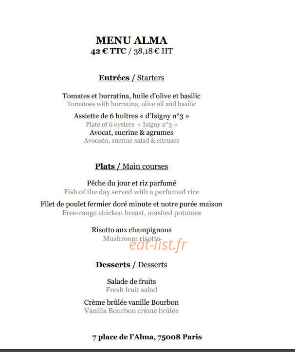 Chez Francis à Paris 8 - menu et photos