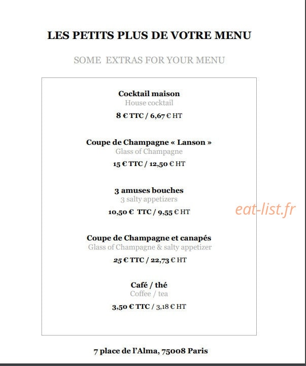 Chez Francis à Paris 8 - menu et photos