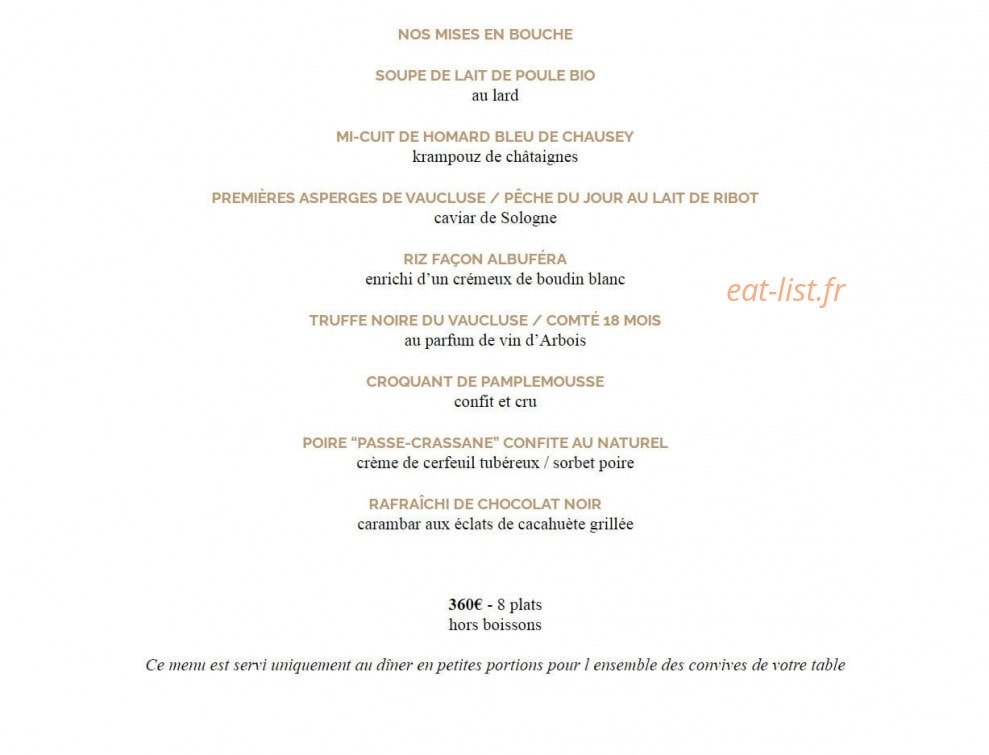 Le Cinq à Paris 8 - menu et photos