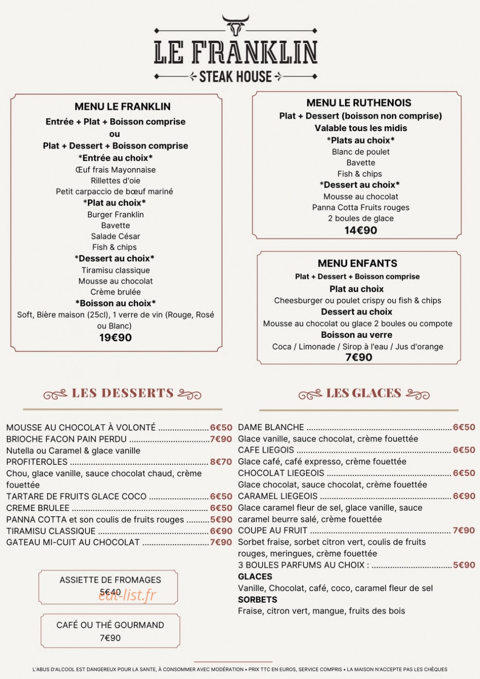 Le Franklin Steakhouse à Paris 8 - menu et photos