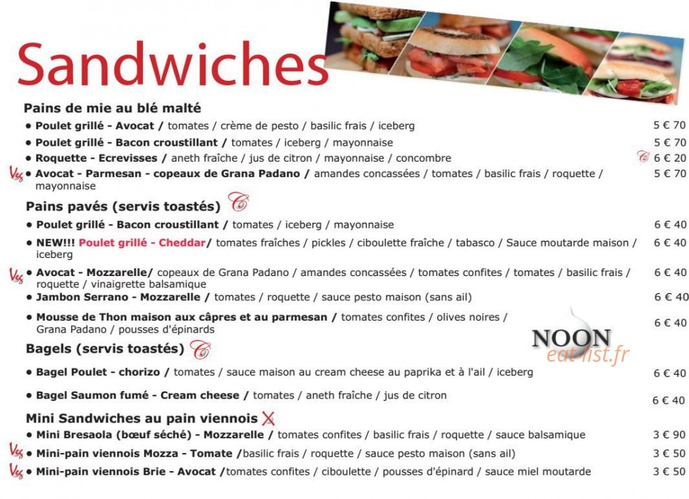 Noon à Paris 8 - menu et photos
