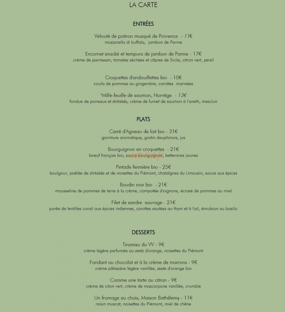 Le Vaisseau Vert à Paris 9 - menu et photos