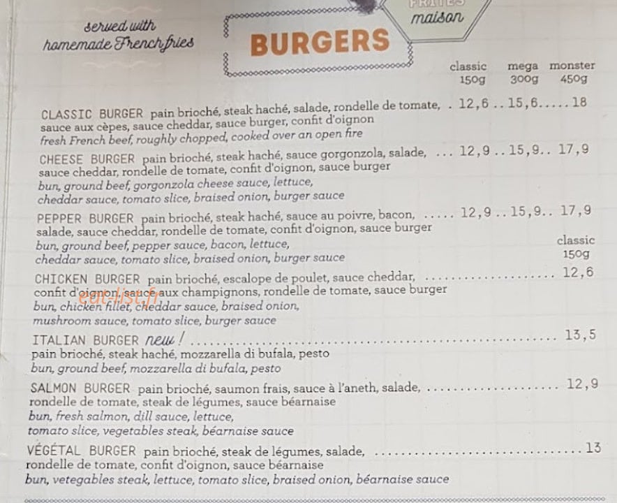 East Bunker à Paris 10 - menu et photos