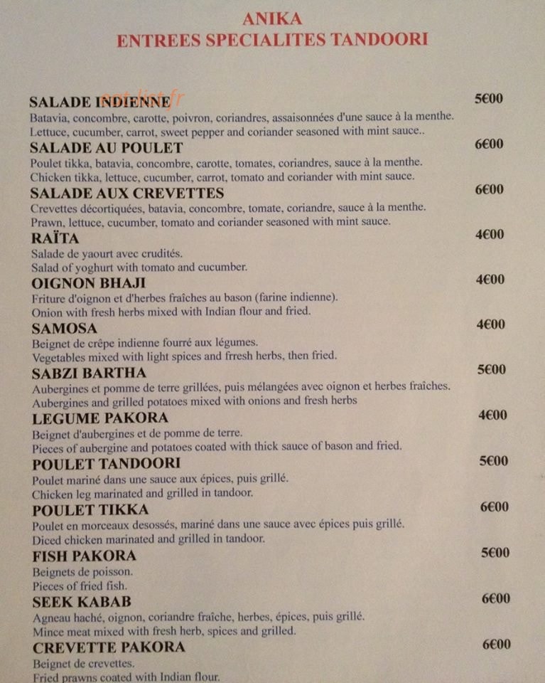 Anika à Paris 11 - menu et photos