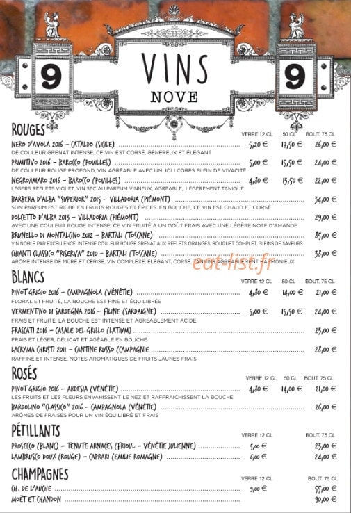 Nove à Paris 11 - menu et photos
