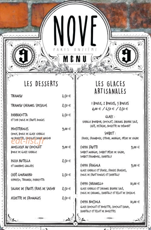 Nove à Paris 11 - menu et photos