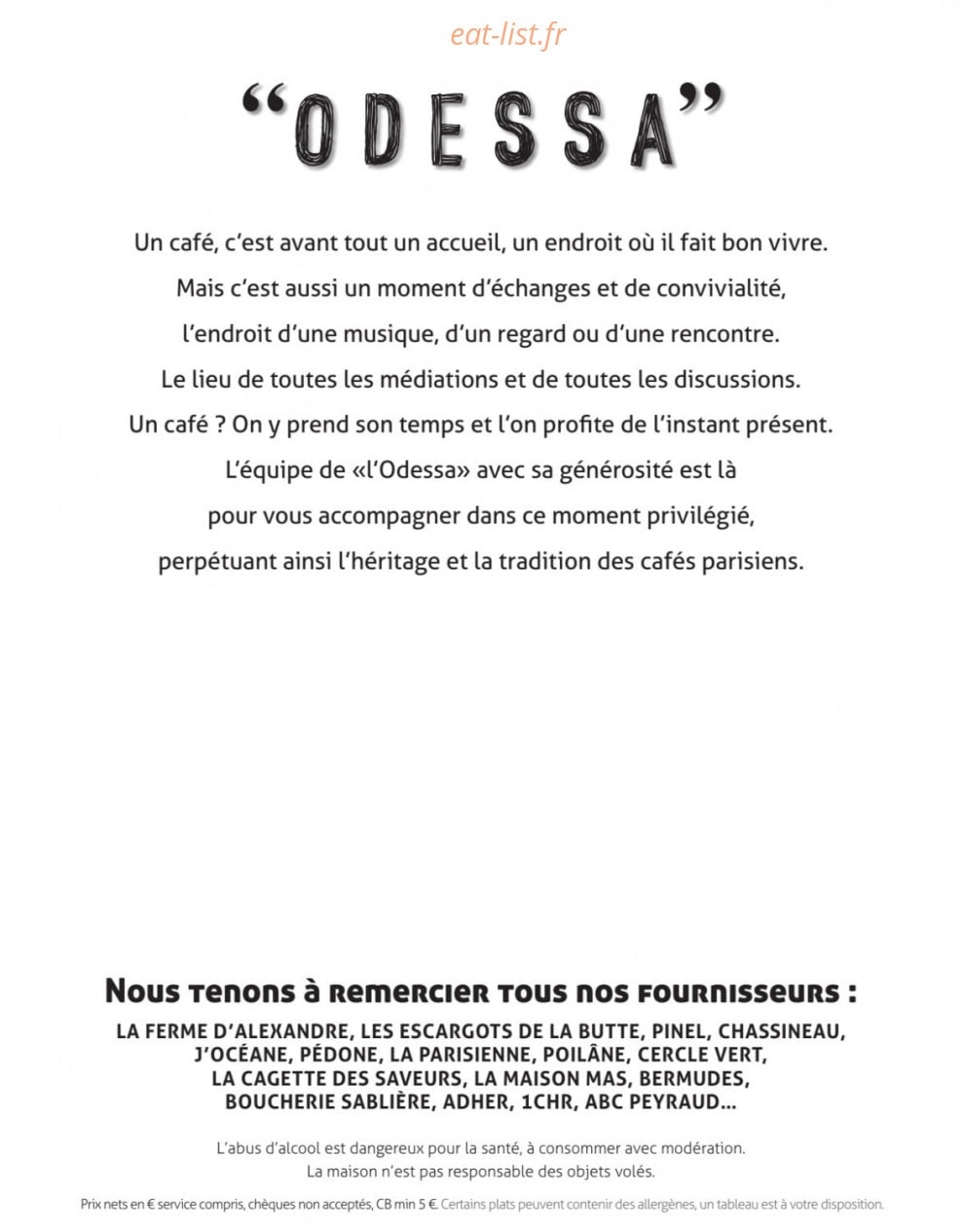 Café Odessa à Paris 14 - menu et photos