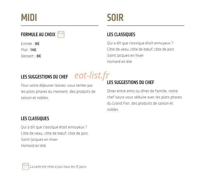 Le Grand Pan à Paris 15 - menu et photos