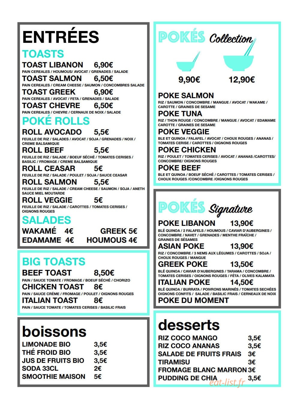 Poke And Toast à Paris 15 - menu et photos