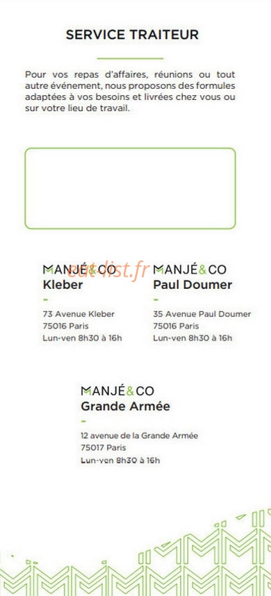 Manjé & Co à Paris 16 - menu et photos