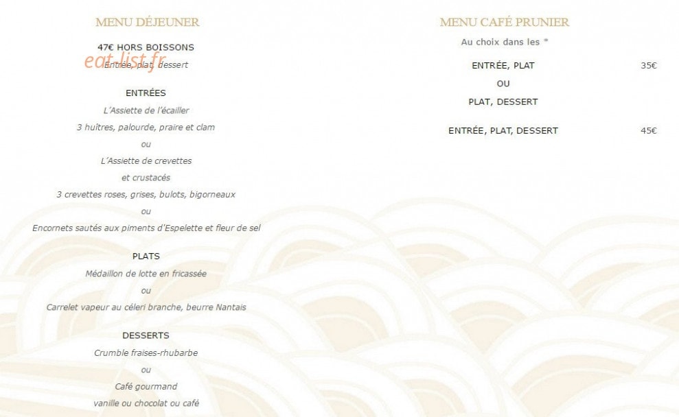 Maison Prunier à Paris 16 - menu et photos