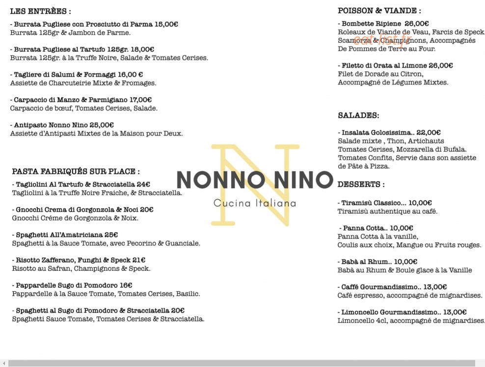Nonno Nino à Paris 17 - menu et photos