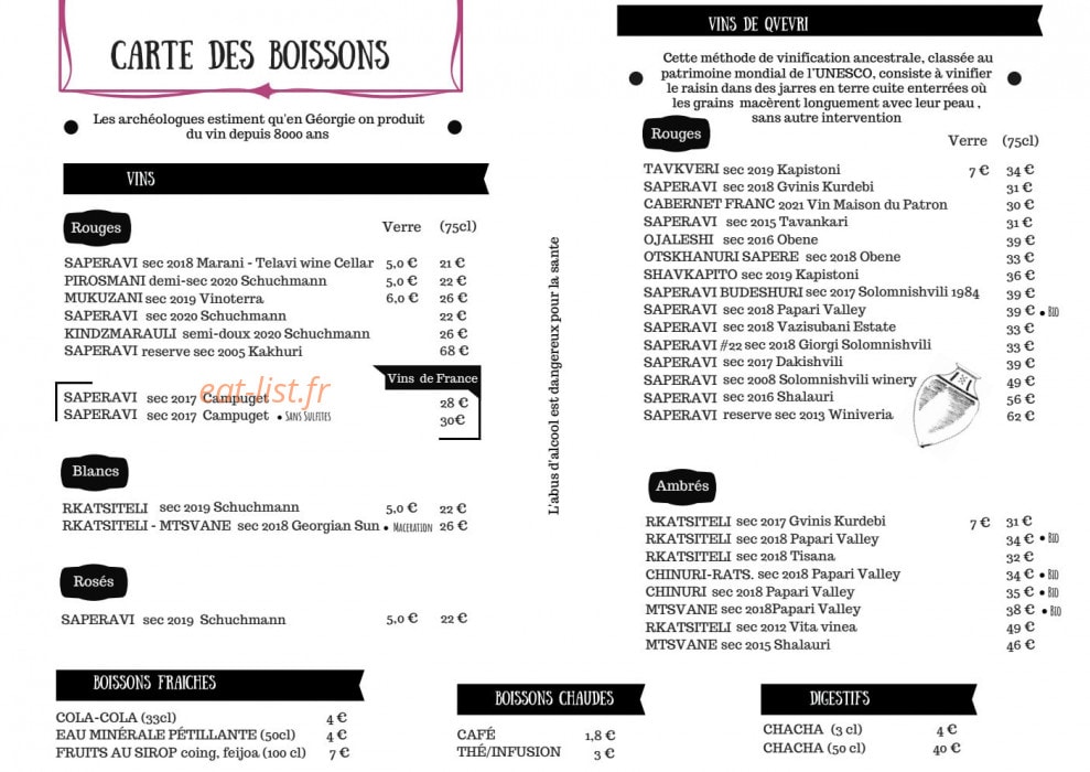 Colchide à Paris 18 - menu et photos