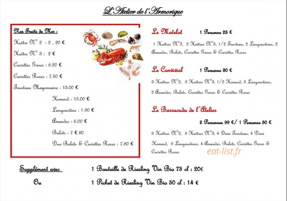 L Armorique à Dieppe - menu et photos