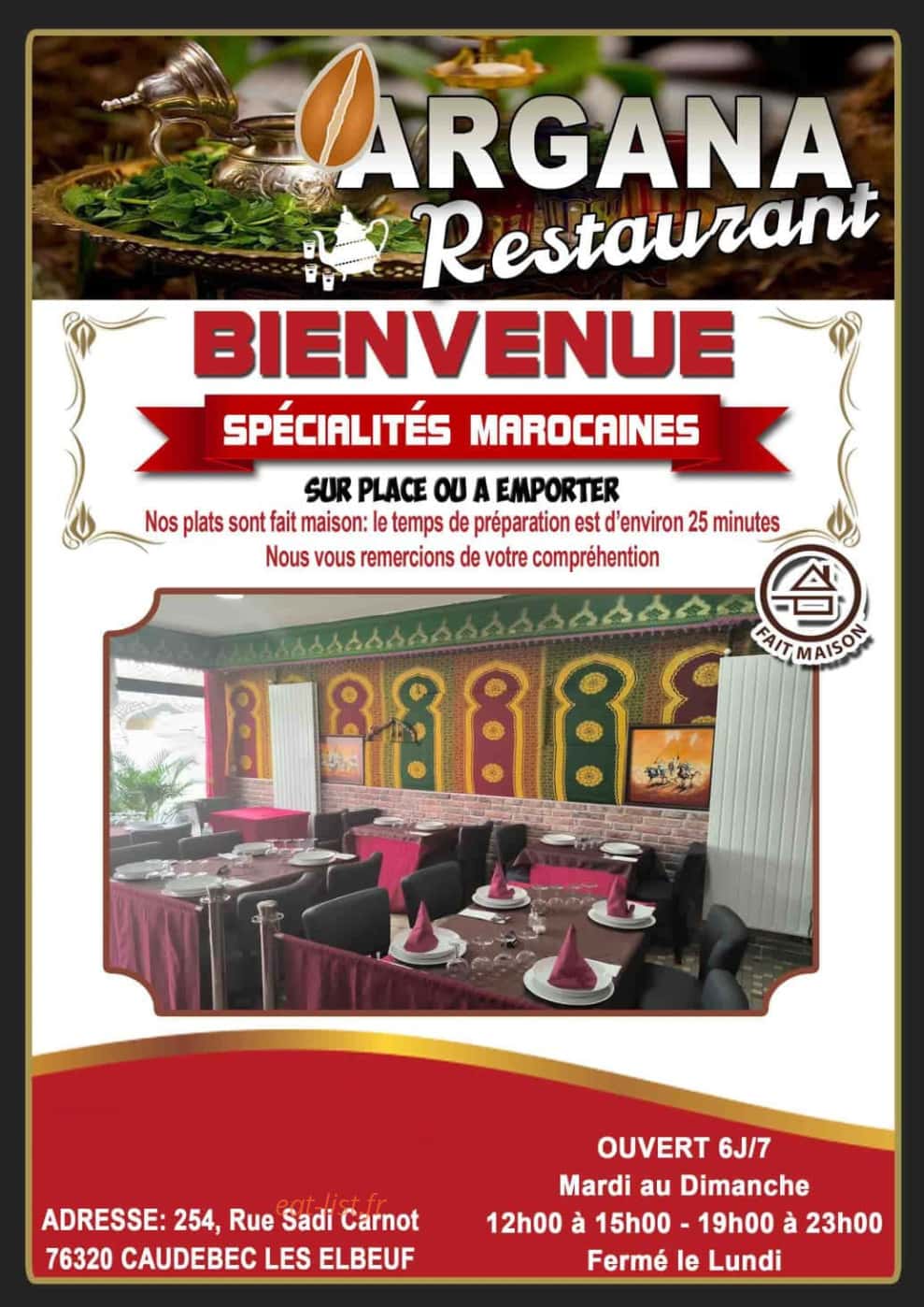 Argana à Caudebec les Elbeuf - menu et photos