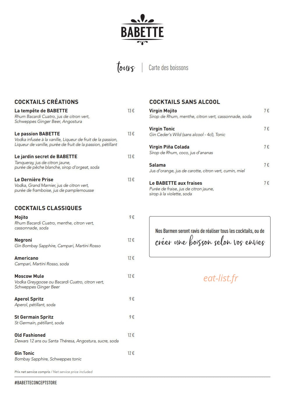 Babette à Le Havre - menu et photos