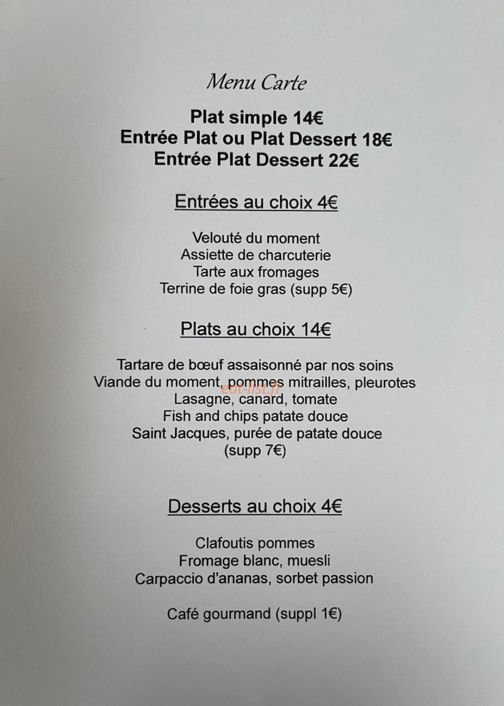 Le jeu des saveurs à Croissy Beaubourg - menu et photos