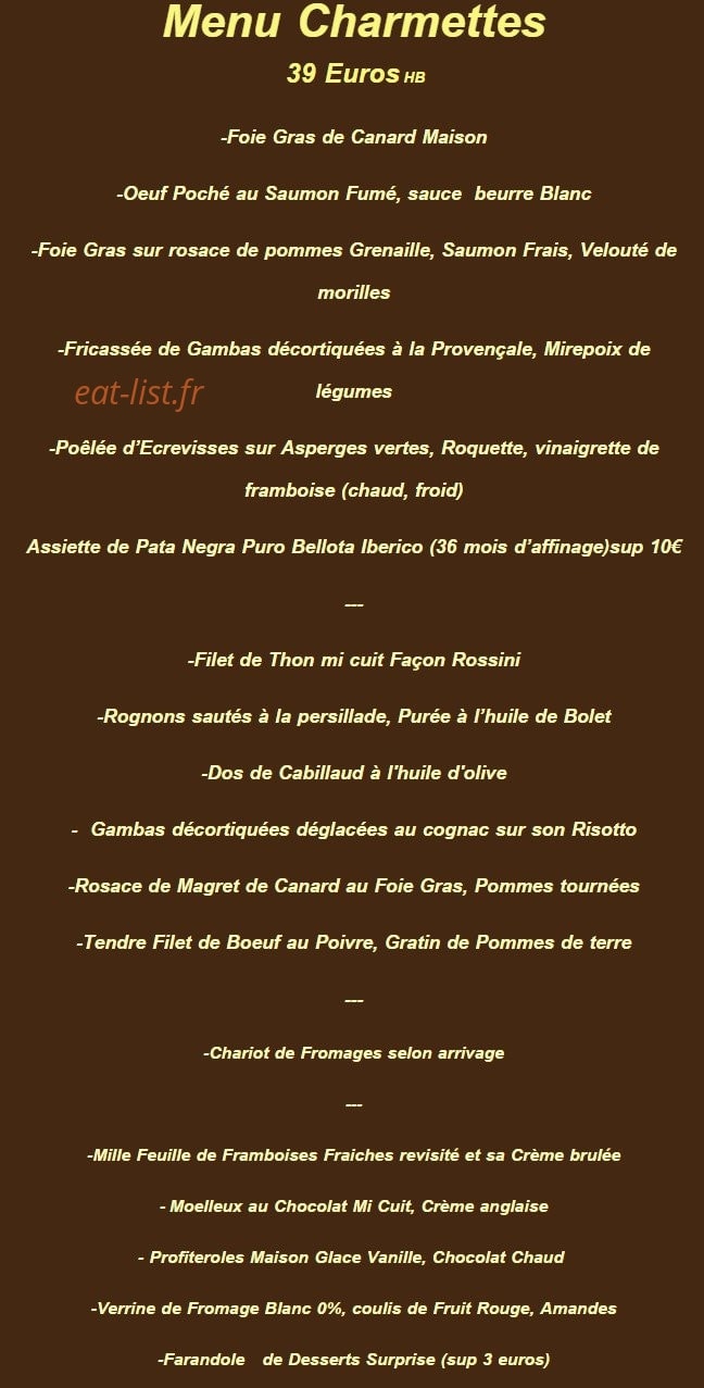 Auberge des charmettes à Torcy - menu et photos