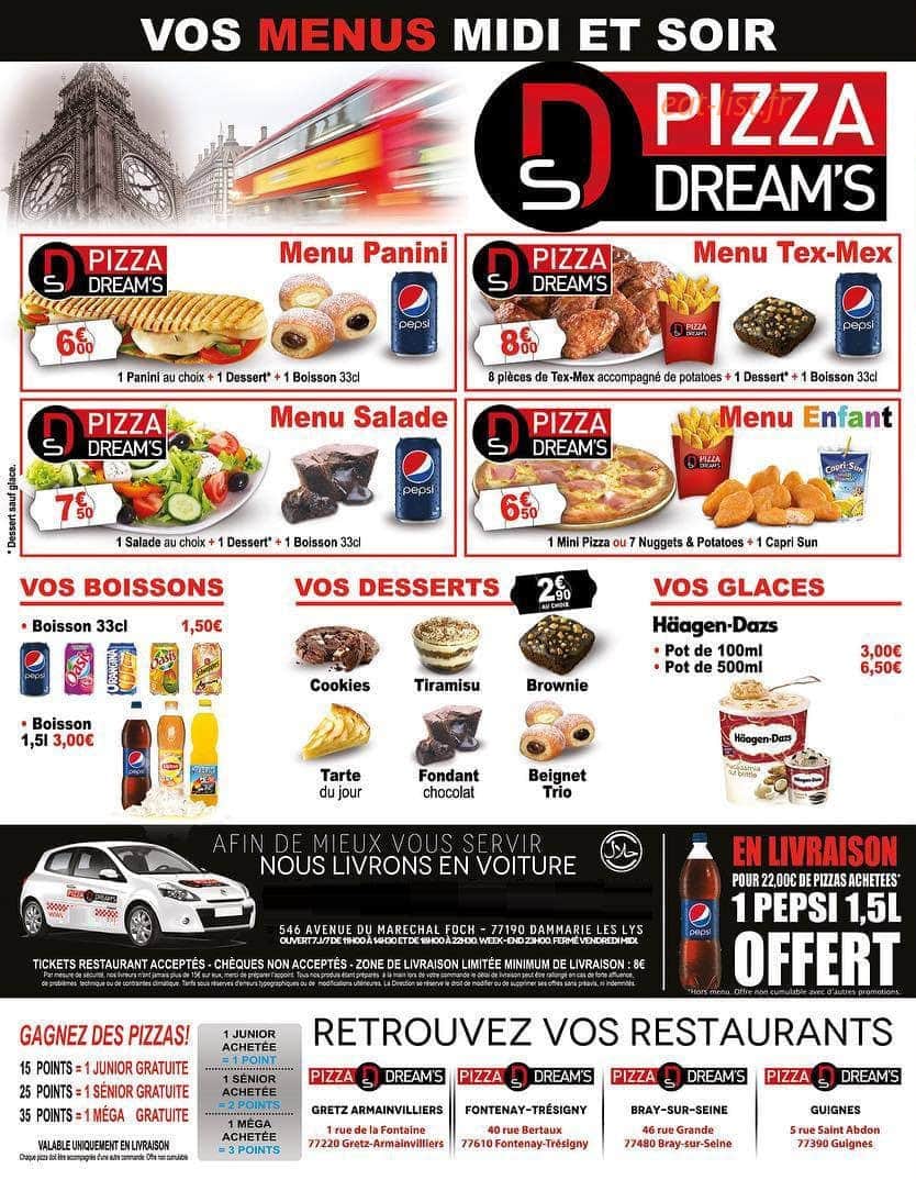 Dream's Pizza à Gretz Armainvilliers - menu et photos