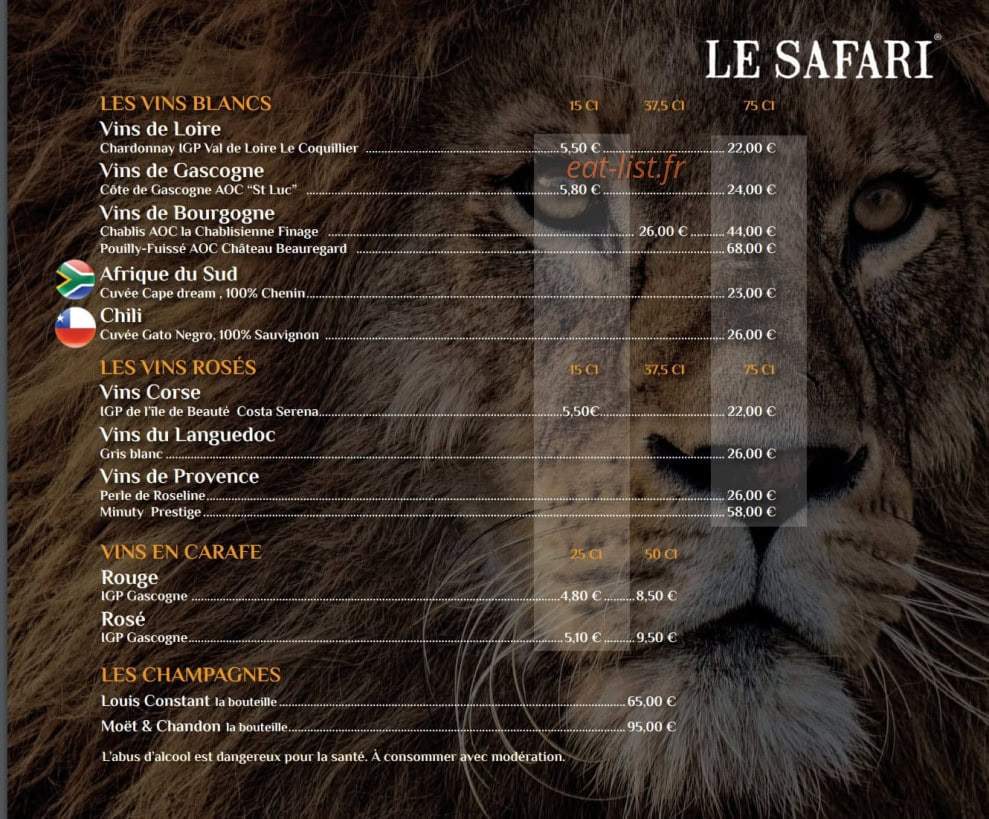 Le safari à Saint Fargeau Ponthierry - menu et photos
